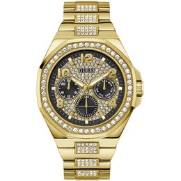 Guess Damen Multifunktionsuhr "EMPIRE", gold, Armbanduhren, Quarzuhr, Armbanduhr, Herren, Datum, 12/24-Std.-Anzeige,Kristallsteine