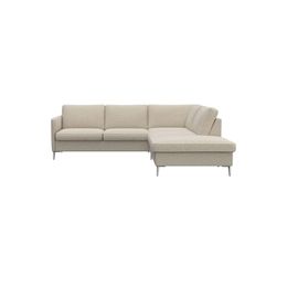 Ecksofa FLEXLUX, B:234cm H:85cm T:225cm, wei&szlig;, 100% Polyester, Wohnzimmer, Sofas, "Fiore, L-Form", schmale Armlehnen, F&uuml;&szlig;e alufarben, B/T 234/225 cm,