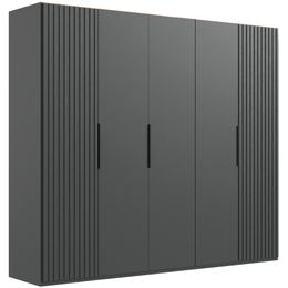 Dreht&uuml;renschrank wimex, B:250cm H:216cm T:58cm, schwarz, Spanplatte, Schr&auml;nke, "Andorra by fresh to go", Mit 3D-Leisten f&uuml;r Akustikpaneel-Optik