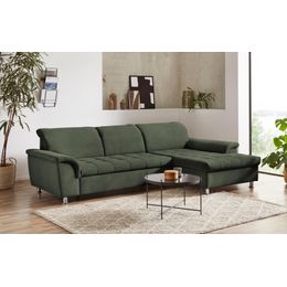 Ecksofa DOMO collection, B:279cm H:81cm T:162cm, gr&uuml;n, Wohnzimmer, Sofas, "Franzi, zeitlos und elegant, moderne Sitzheftung, L-Form", wahlweise mit