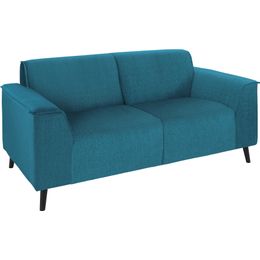 2-Sitzer DOMO collection, B:178cm H:81cm T:90cm, blau, Struktur (100% Polyester);Struktur grob (100% Polyester);Luxus-Microfaser (100% Polyester),