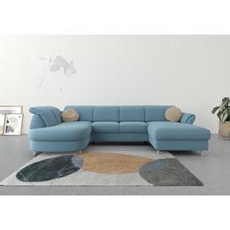 Sit & More Wohnlandschaft SIT & MORE, B:304cm H:78cm T:192cm, blau, Webstoff (100% Polyester);Struktur weich (90% Polyester, 10% Polyamid);Luxus-Microfaser