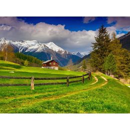papermoon Fototapete "Schweizer Alpenlandschaft", B/L: 3,5m x 2,6m, Bahnen: 7 Stk., bunt, Schlafzimmer, Tapeten