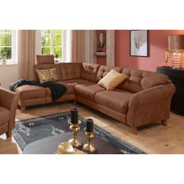 Ecksofa Home Affaire, B:260cm H:89cm T:90cm, braun, Struktur weich ( 97% Polyester, 3% Baumwolle);Luxus-Microfaser ALTARA NUBUCK (100%