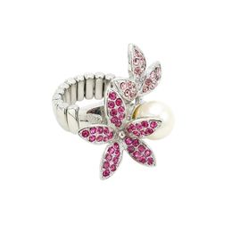 Damen Fingerring "Bl&uuml;tenzauber", Messing, pink, Collezione Alessandro, Messing, Fingerringe