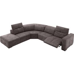 Ecksofa Egoitaliano, B:300cm H:100cm T:274cm, grau, Luxus-Micofaser Lederoptik (100% Polyester) ist ein neues technisches Gewebe mit einem visuellen