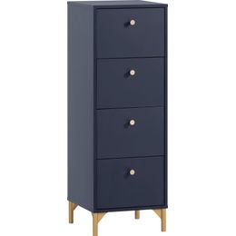 Kommode Schildmeyer, B:40,1cm H:116,7cm T:40cm, blau, FSC-zertifizierter Holzwerkstoff, Schlafzimmer, Sideboards, "Alfa", 4 Schubladen