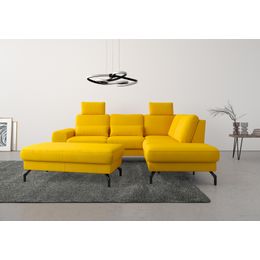 Sit & More Ecksofa SIT & MORE, B:260cm H:91cm T:226cm, gelb, Wohnzimmer, Sofas, "Cinturo L-Form", inklusive Sitztiefenverstellung und Federkern, Sitzh&ouml;he 48 cm