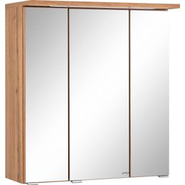 Spiegelschrank Welltime, B:60cm H:66cm T:20cm, braun, Holzwerkstoff, MDF, Badezimmer, Schr&auml;nke, "Lucca", mit LED Beleuchtung