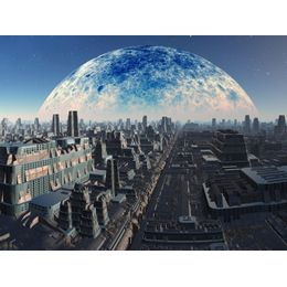 papermoon Fototapete "PLANETEN-FUTURISTISCH WELTRAUM MOON GALAXIE UNIVERSUM", B/L: 4m x 2,6m, Bahnen: 8 Stk., bunt, Schlafzimmer, Tapeten