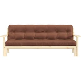 Schlafsofa Karup Design, B:190cm H:14cm T:92cm, braun, Jugendzimmer, Sofas, "Unwind", Mit Holzstruktur, inkl. Futonmatratze, Liegefl&auml;che 130x190 cm