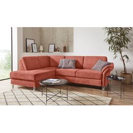 Sit & More Ecksofa SIT & MORE, B:254cm H:89cm T:190cm, orange, Wohnzimmer, Sofas, "Clio L-Form", wahlweise mit Bettfunktion und Bettkasten, inklusive Federkern