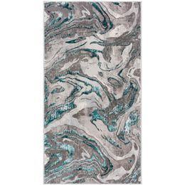 Teppich FLAIR RUGS, B:160cm H:12mm L:230cm, gr&uuml;n, Kunstfaser, Wohnzimmer, Teppiche, "Marbled", dezenter Glanz, mehrfarbig, modernes Marmor-Design