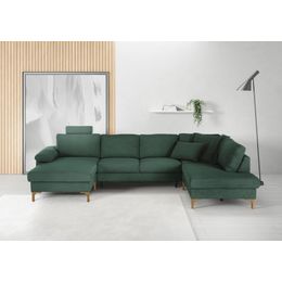 Wohnlandschaft 3C CANDY, B:339cm H:86cm T:220cm, gr&uuml;n, 95% Polyester, 5% Nylon, Sofas, "Lecce, wahlweise PUR-Schaumstoff oder Tonnentaschenfederkern