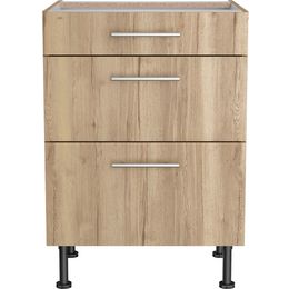 Unterschrank Optifit, B:60cm H:87cm T:58,4cm, braun, Holzwerkstoff, K&uuml;che, Schr&auml;nke, "Klara", Breite 60 cm