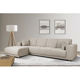 Ecksofa Home Affaire, B:297cm H:85cm T:162cm, beige, 100% Polyester, Wohnzimmer, Sofas, "LEMPS wahlweise Recamiere links oder rechts L-Form", incl.