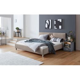Polsterbett, B:210cm H:98cm L:210cm, beige, Westfalia Schlafkomfort, Bezug Bett: 100% Polyester;Bonnell-Federkernmatratze: 51% Polypropylen, 39%