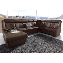 Sit & More Wohnlandschaft SIT & MORE, B:315cm H:98cm T:210cm, braun, Luxus-Microfaser Altara Nubuck (100% Polyester);Kunstleder SOFTLUX;NaturLEDER (echtes