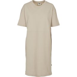 Shirtkleid Urban Classics "Urban Classics Damen Ladies Organic Oversized Slit Tee Dress", Damen, Gr. 5XL, US-Gr&ouml;&szlig;en, softseagrass, 100% Baumwolle, unifarben, oversize, Rundhals, Kleider Shirtkleid