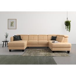 Sit & More Wohnlandschaft SIT & MORE, B:321cm H:85cm T:195cm, braun, Sofas, "Belluci U-Form", Kopfteilverstellung und Federkern, wahlweise mit Bettfunktion