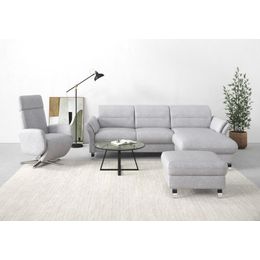 Sit & More Ecksofa SIT & MORE, B:251cm H:85cm T:161cm, silber, Wohnzimmer, Sofas, "Grenoble L-Form mit Federkern", wahlweise mit Bettfunktion, Bettkasten, Arm-