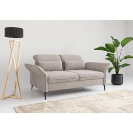 Sit & More 3-Sitzer SIT & MORE, B:199cm H:92cm T:123cm, grau, 100% Polyester, Sofas, "Emely, inkl. Sitztiefenverstellung", wahlweise mit Bettfunktion, Kopf- &