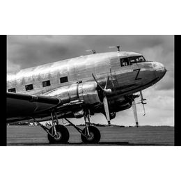 papermoon Fototapete "Vintage Verkehrsflugzeug Schwarz & Wei&szlig;", B/L: 4m x 2,6m, Bahnen: 8 Stk., schwarz, Schlafzimmer, Tapeten