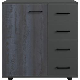 Kombikommode wimex, B:81cm H:83cm T:41cm, grau, Spanplatte, Schlafzimmer, Sideboards, "Kopenhagen", in 2 Breiten
