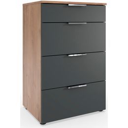 Schubkastenkommode wimex, B:54cm H:84cm T:41cm, schwarz, Spanplatte, Sideboards, "Level by fresh to go", 4 Schubladen mit soft-close Funktion, 54cm