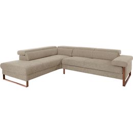 Ecksofa W.Schillig, B:281cm H:71cm T:230cm, braun, Flachgewebe S22 (100% Polyester);Stoff S37 (100% Polyester);Longlife Xtra-Leder Z59: Glattleder