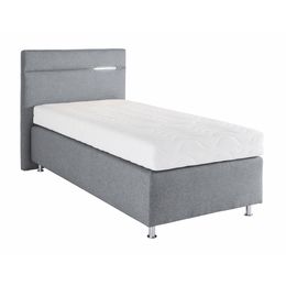 Boxspringbett, grau, Westfalia Schlafkomfort, Bezug Unterbox und Kopfteil: Strukturstoff (77% Polyester und 23% Viskose);Bezug Obermatratze 100%