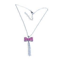 Damen Kette mit Anh&auml;nger "Steffi", rosa, Collezione Alessandro, Metall, Halsketten, mit Strassschleife