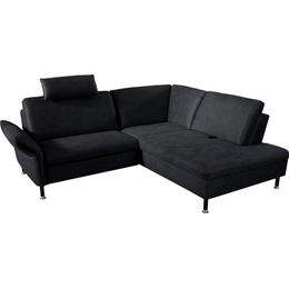 Ecksofa Alina, B:252cm H:108cm T:207cm, blau, Microfaser Antiklederoptik (100% Polyester), Wohnzimmer, Sofas, "Janis", inkl. Sitztiefenverstellung