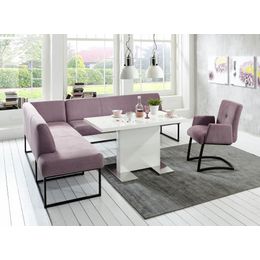 Eckbank, B:197cm H:82cm T:265cm, lila, exxpo - SOFA FASHION, Struktur: Webvelour 100% Polyester, Esszimmer, Sitzb&auml;nke, "Affogato, hoher Sitzkomfort,