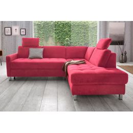 Sit & More Ecksofa SIT & MORE, B:233cm H:78cm T:196cm, rot, Struktur fein (100% Polyester);Struktur (100% Polyester), Wohnzimmer, Sofas, "Pablo L-Form",