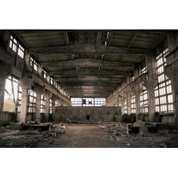 papermoon Fototapete "Verlassene Fabrik", B/L: 4,5m x 2,8m, Bahnen: 9 Stk., bunt, Schlafzimmer, Tapeten