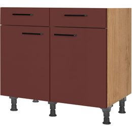 Unterschrank Nobilia, B:90cm H:87cm T:58,3cm, rot, K&uuml;che, Schr&auml;nke, ""Easytouch", vormontiert, Breite 90 cm, Soft-Close-Funktion", bei den