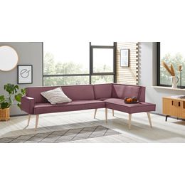 Eckbank, B:158cm H:84cm T:239cm, lila, exxpo - SOFA FASHION, 100% Polyester, Esszimmer, Sitzb&auml;nke, "Lungo, moderne Kedernaht, bequem und elegant,