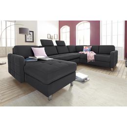 Sit & More Wohnlandschaft SIT & MORE, B:292cm H:80cm T:87cm, schwarz, Struktur (100% Polyester);Kunstleder SOFTLUX;Luxus-Microfaser ALTARA NUBUCK (100%