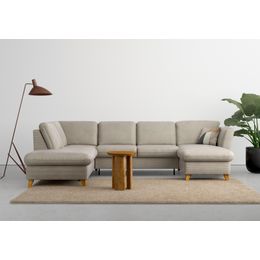 Wohnlandschaft Home Affaire, B:307cm H:86cm T:213cm, grau, 95% Polyester, 5% Polyamid, Sofas, "Trelleborg U-Form", wahlweise mit Bettfunktion und