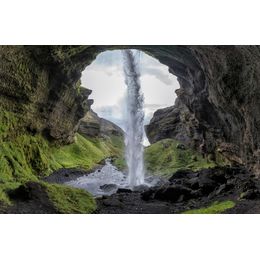 papermoon Fototapete "Photo-Art BRAGI KORT, VERSTECKTER WASSERFALL", B/L: 3,5m x 2,6m, Bahnen: 7 Stk., bunt, Schlafzimmer, Tapeten