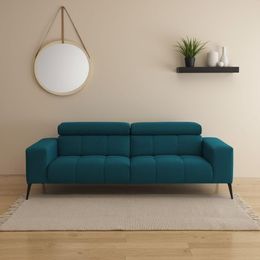 2-Sitzer DOMO collection, B:208cm H:79cm T:104cm, blau, 100% Polyester, Sofas, "Trento, mit Kufenfu&szlig; oder Einzelfu&szlig;", wahlweise mit