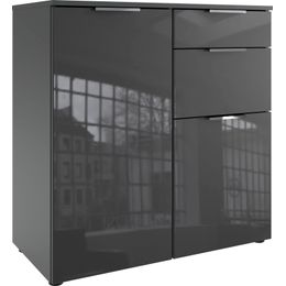 Kombikommode wimex, B:81cm H:84cm T:41cm, grau, Spanplatte, Schlafzimmer, Sideboards, "Level36 C by fresh to go", mit Glaselementen auf der Front,