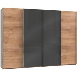 Schwebet&uuml;renschrank wimex, B:300cm H:216cm, grau, Schr&auml;nke, "Level by fresh to go", mit Glast&uuml;ren und Synchron&ouml;ffnung