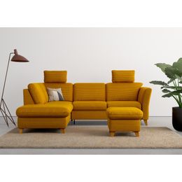 Ecksofa Home Affaire, B:252cm H:86cm T:213cm, gelb, 100% Polyester, Wohnzimmer, Sofas, "Trelleborg L-Form", wahlweise mit Bettfunktion und