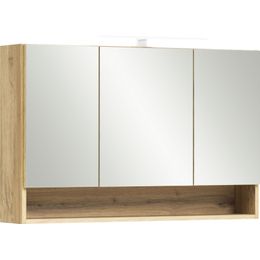 Spiegelschrank Welltime, B:100cm H:64cm T:20cm, braun, Badezimmer, Schr&auml;nke, "Stubach", Breite 100 cm