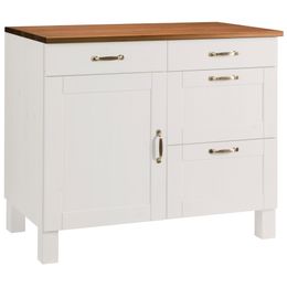 Unterschrank Home Affaire, B:100cm H:85cm T:60cm, wei&szlig;, K&uuml;che, Schr&auml;nke, "Alby", Breite 100 cm, 1 T&uuml;r, 4 Schubladen