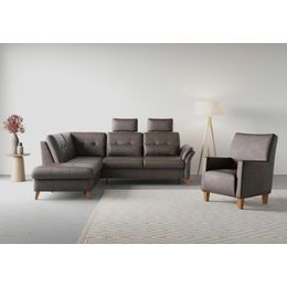Sit & More Ecksofa SIT & MORE, B:250cm H:90cm T:226cm, braun, Wohnzimmer, Sofas, "G&ouml;teborg", inkl. Sitztiefenverstellung, wahlweise mit Bettfunktion & Bettkasten