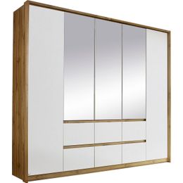 Dreht&uuml;renschrank Rauch, B:230cm H:212cm T:58cm, wei&szlig;, Holzwerkstoff, Schr&auml;nke, "Mainz mit Spiegel und Passepartout", optional mit Beleuchtung,