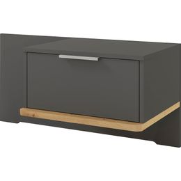 Nachtschrank Musterring, B:90cm H:43cm T:47cm, grau, Holzwerkstoff, Schr&auml;nke, "Isabelle", verschiedene Farben, Unterboden in Eiche, Ma&szlig;e B50/90 x H43